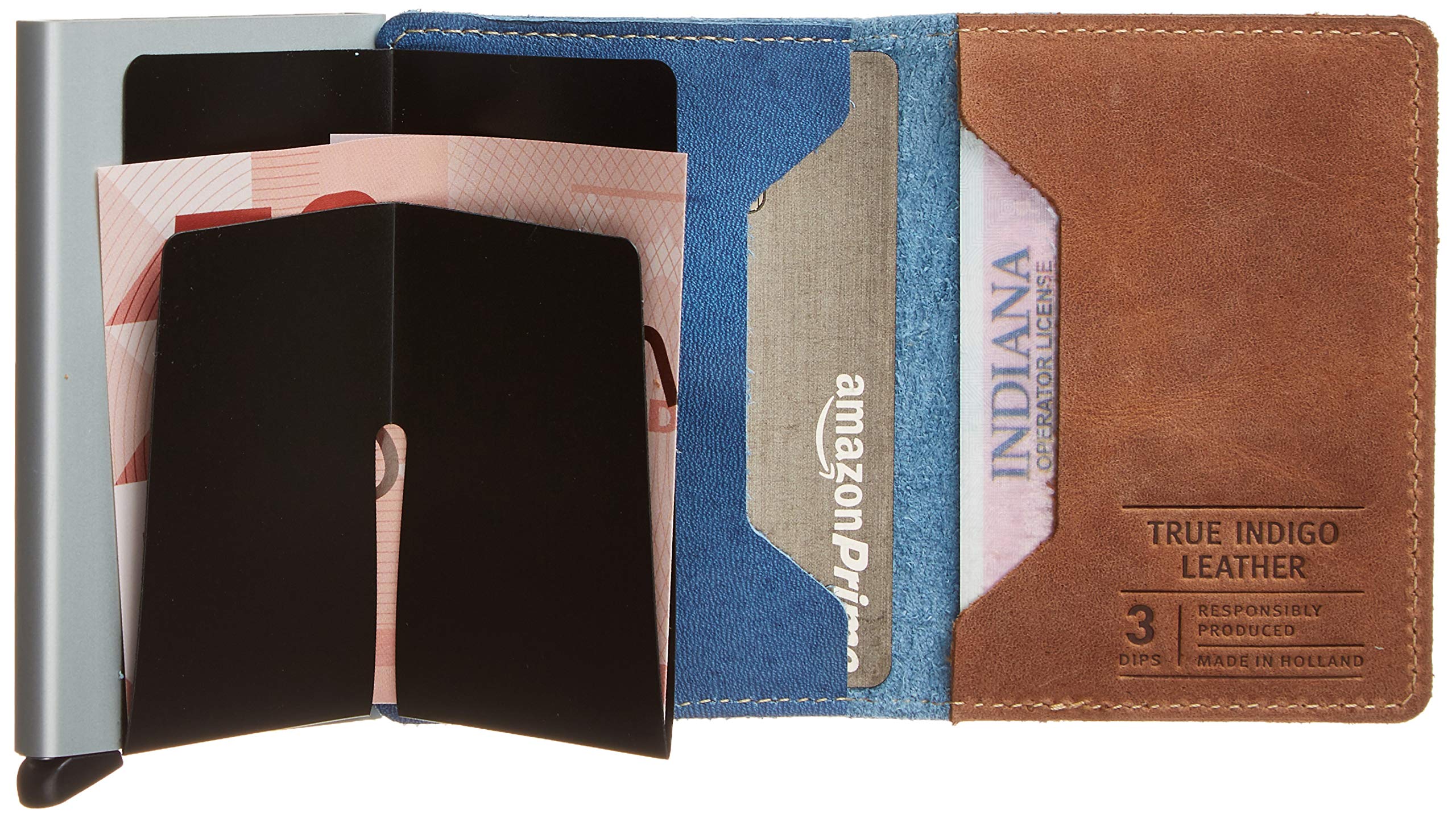 SECRID Wallet Indigo Denim Mens Cardholder RFID Wallet (Brown,)