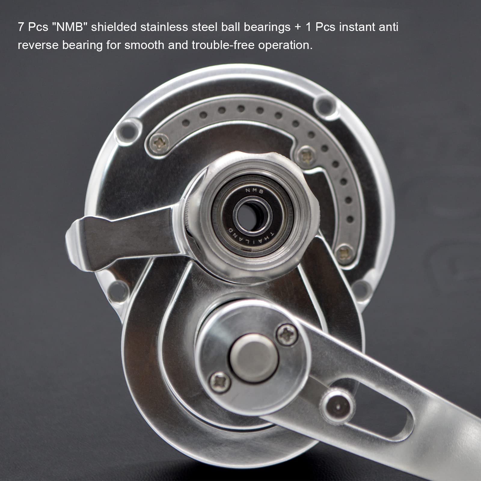 CAMEKOON Conventional Lever Drag 2-Speed Trolling Fishing Reel, 4.5:1/2.1:1 Gear Ratio, Overhead Multiplier Saltwater Reel, 25kg Powerful Carbon Drag