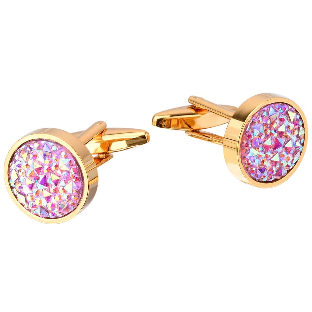 Classic Round Men's Cufflinks Fashion Crystal Wedding Business Shirt Cuff Link Garment Accessories (Color : A, Size : One Size) (A One Size)