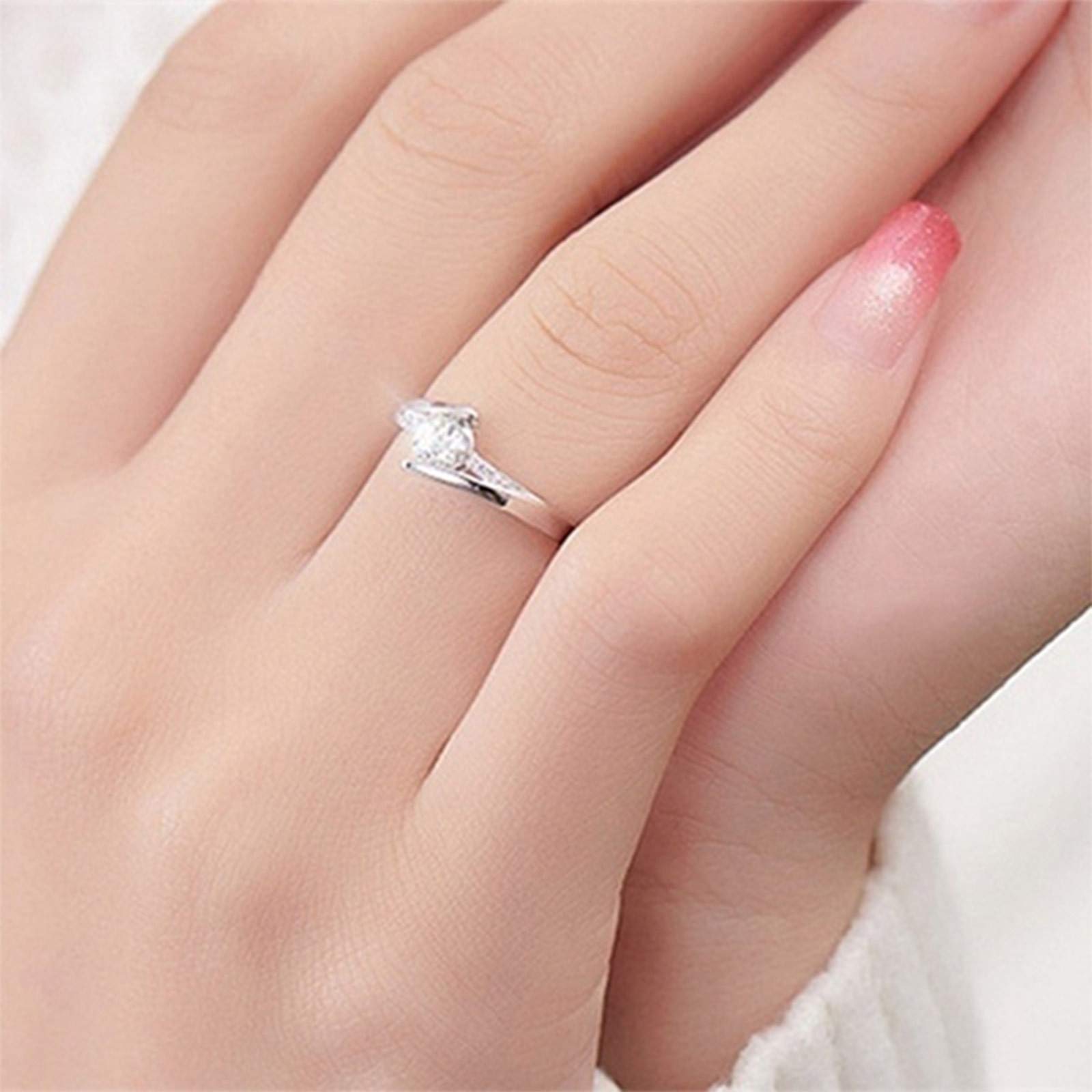 Classic Solitaire Round Brilliant Moissanite Engagement Ring 14k White Gold Simulated Diamond Promise Engagement Wedding Ring