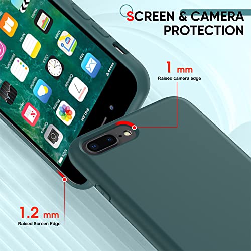 LeYi for iPhone 8 Plus Case: iPhone 7 Plus Case with 2 Pack Tempered Glass Screen Protectors, Shockproof Full-Body Liquid Silicone with Soft Anti-Scratch Microfiber Liner, Greenā¦