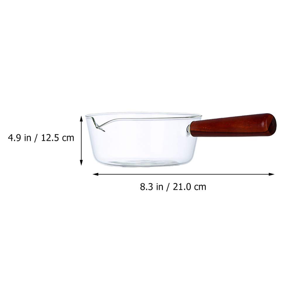 Glass Saucepan Nonstick Sauce Pot With Lid Pasta Pot Milk Pan Glass Stovetop Pot Kitchen Cookware For Noodle Soup Milk Food 400ML Transparent