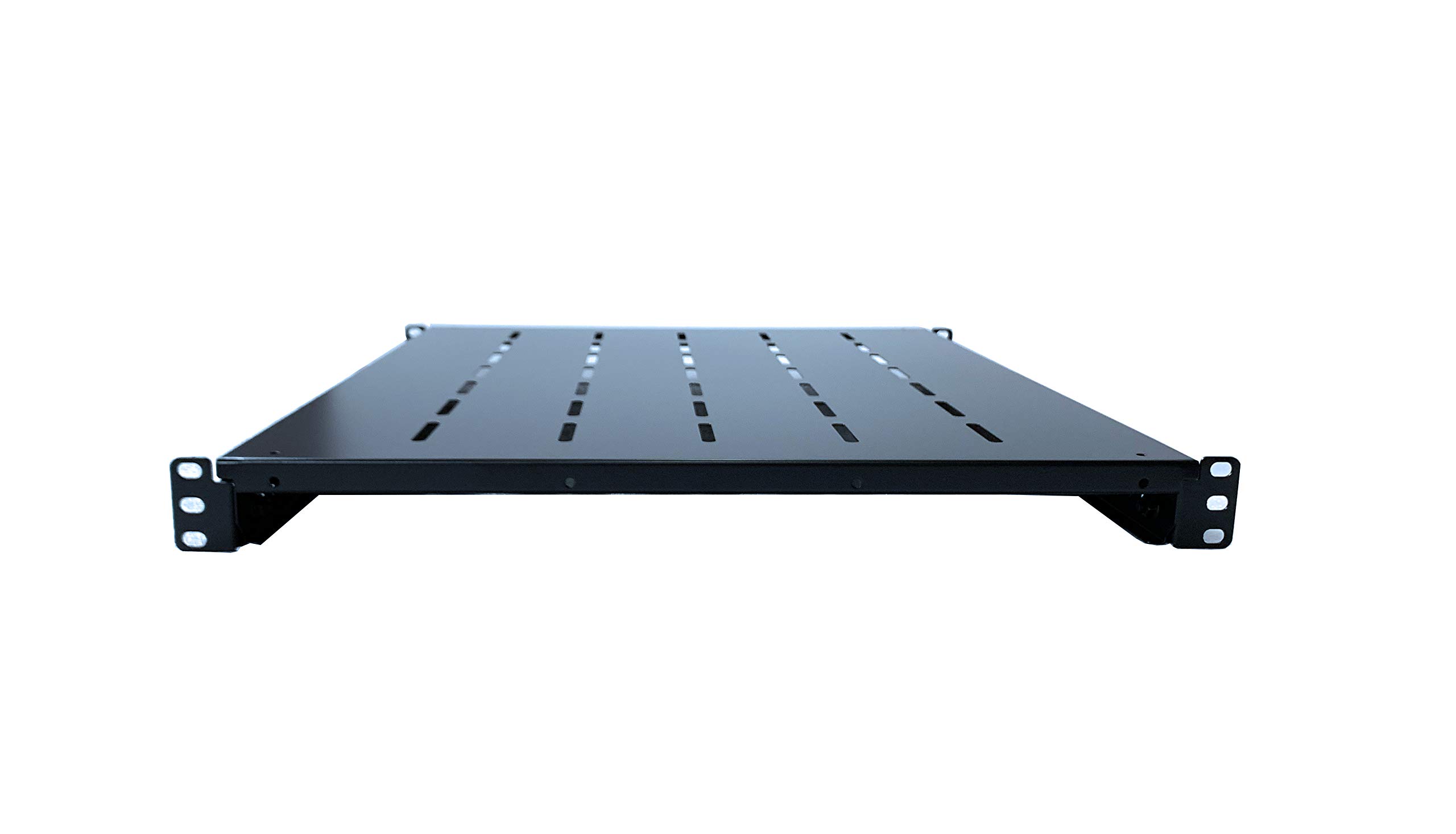 Raising Electronics Fixed Rack Server Shelf 1U 19 Inch Shelves 4 Post Rack Mount Adjustable Deep for Server Network Rack (21.5-28Inch Depth)