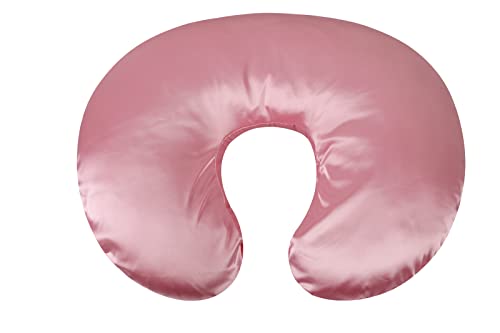 Satin Nursing Pillow Cover Set 2 Pack Ultra Soft Silk Compatible with Boppy Pillow Protect for Baby Hair and Skin Grey & Pink