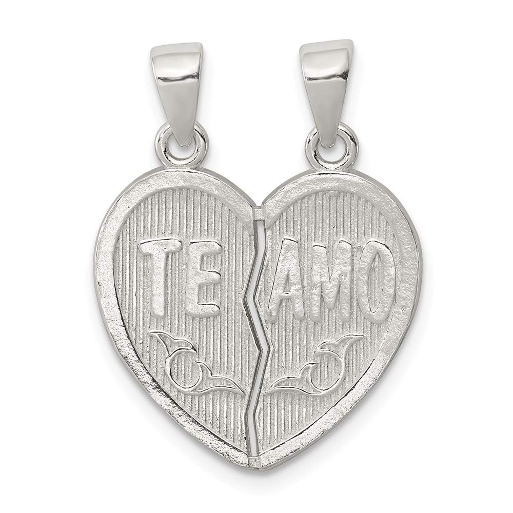 BillyTheTree Jewelry Sterling Silver Polished Te Amo Break Apart Heart Pendant