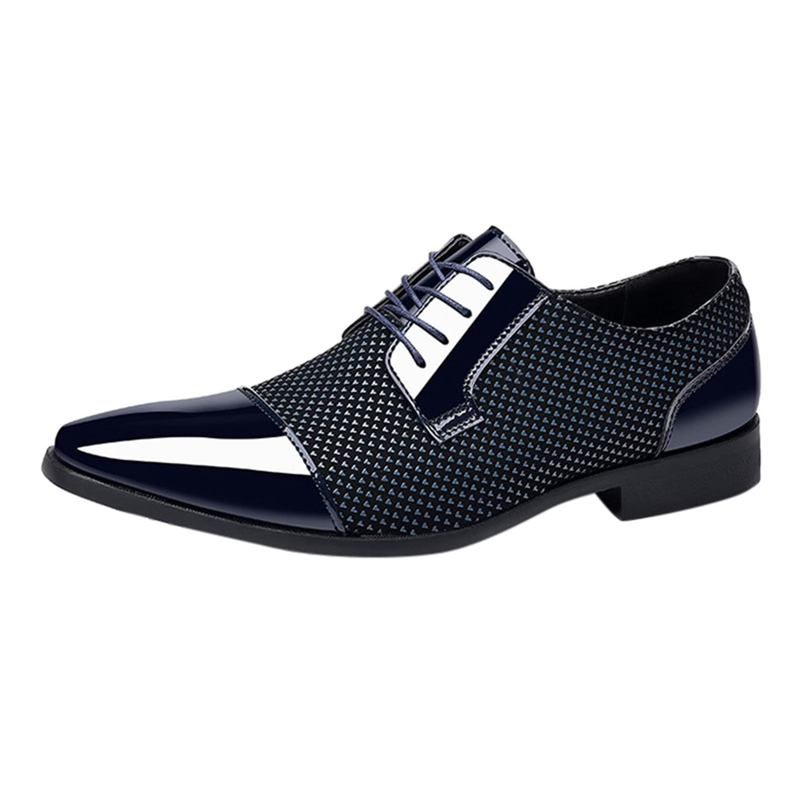 Classical Style Leather Shoes for Men Slip On PU Leather Low Rubber Sole Block Heel Work Mens Work Casual Shoes Dark Blue