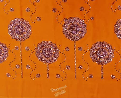Peegli Indian Vintage Orange Georgette DIY Fabric Traditional Dress Material Sequins Textile