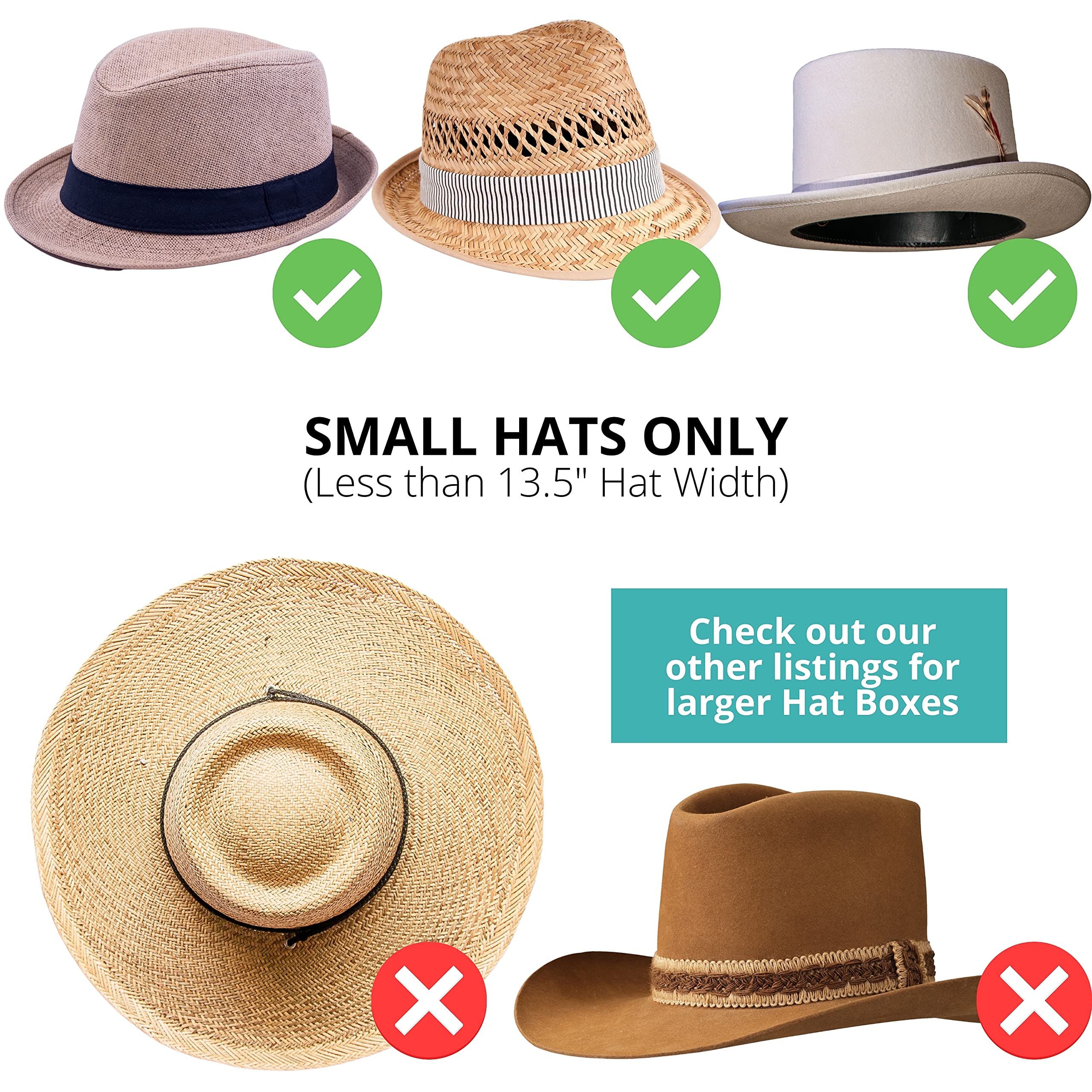 Small Hat Storage Box | Travel Hat Bag | Round Pop-up Storage Container for Fedoras and Small Hats | 13.5 Inch Wide | Collapsible Stackable | Hat Organizer | Closet Organization Bin (Black)