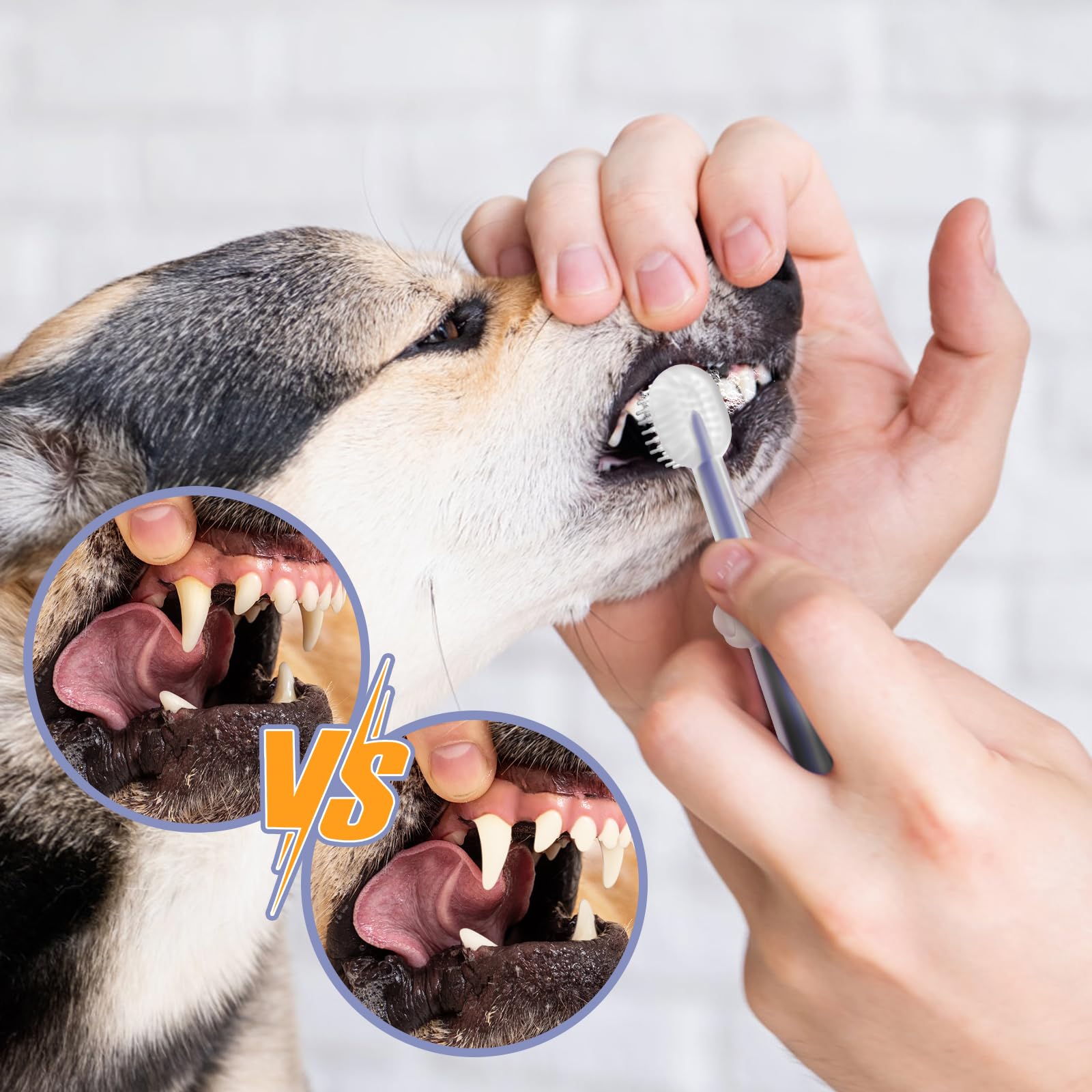FOVRLZSE Pet Toothbrush Kit,360 Silicone Dog/Cat Toothbrush with Tongue Scrape(3pcs,Purple)