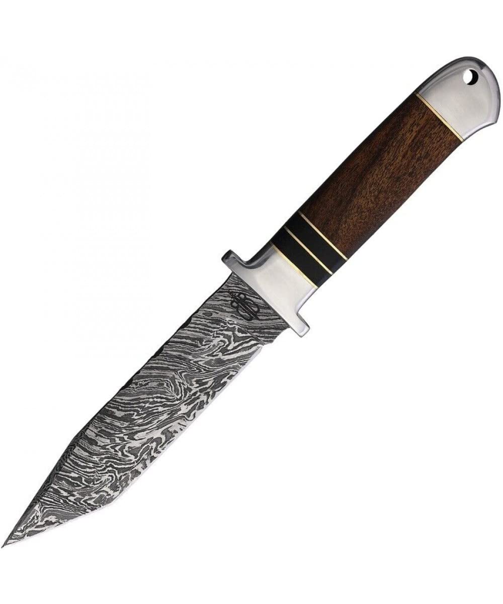 BUCKNBEAR KNIVES Custom Handmade Walnut Wood Damascus Steel Hunting Tanto Knife