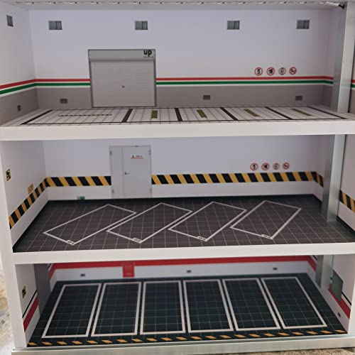 Garage Display Case Collectible Display Show Case with LED Lights,Model Car Display Case for 1:64 Scale Mini Car Parking Space Scene Collectible Gift Decoration 3 Layer Model Car Parking Lot Garage