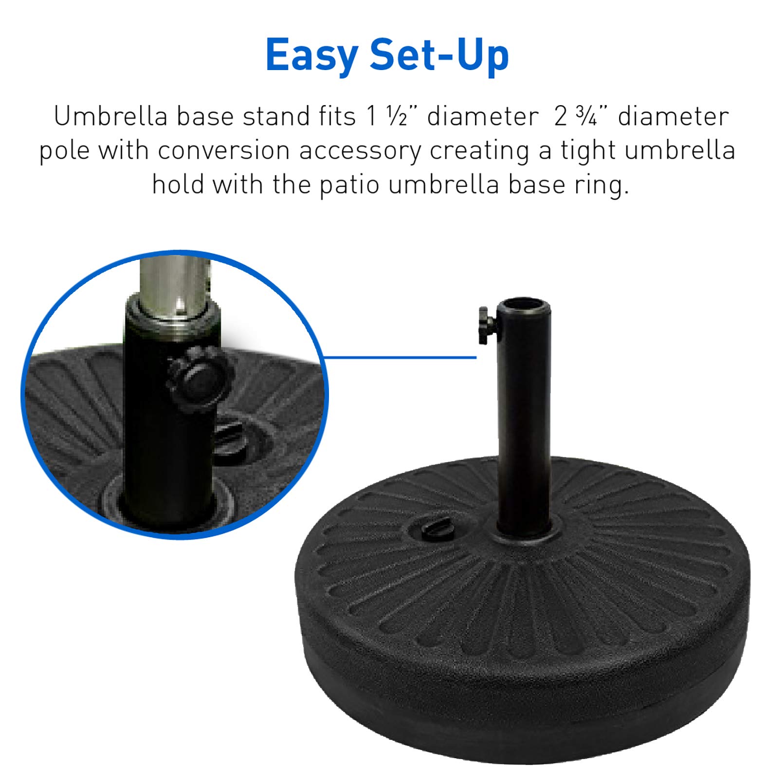 EASYGO PRODUCTS Umbrella Base Water Filled Stand-Outdoor Patio Market-Heavy Duty, Black-New