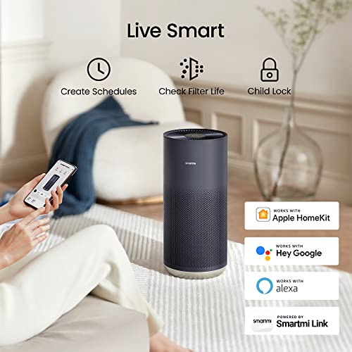 Smartmi Air Purifier 2 for Home Large Rooms, Allergy Air Purifier, H13 True HEPA Filter for Pollen, Dust, Smoke and Mold, UV Light Disinfection with Smart Control, Quiet