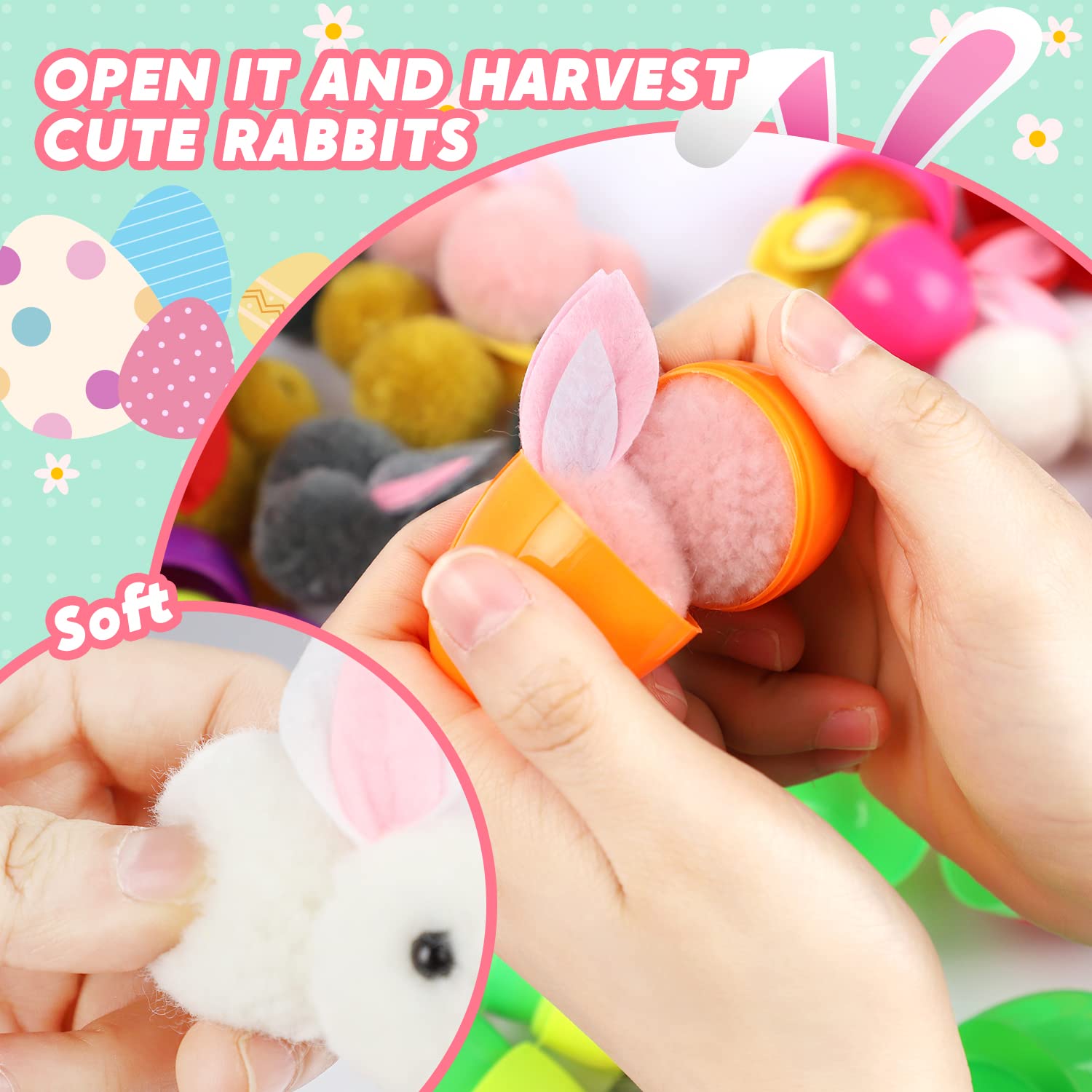 TOY Life Easter Basket Stuffers with Bunny 24 Pack Egg Fillers for Kids Eggs Toys Inside, Mini Stuffed Animals, Hunts Surprise