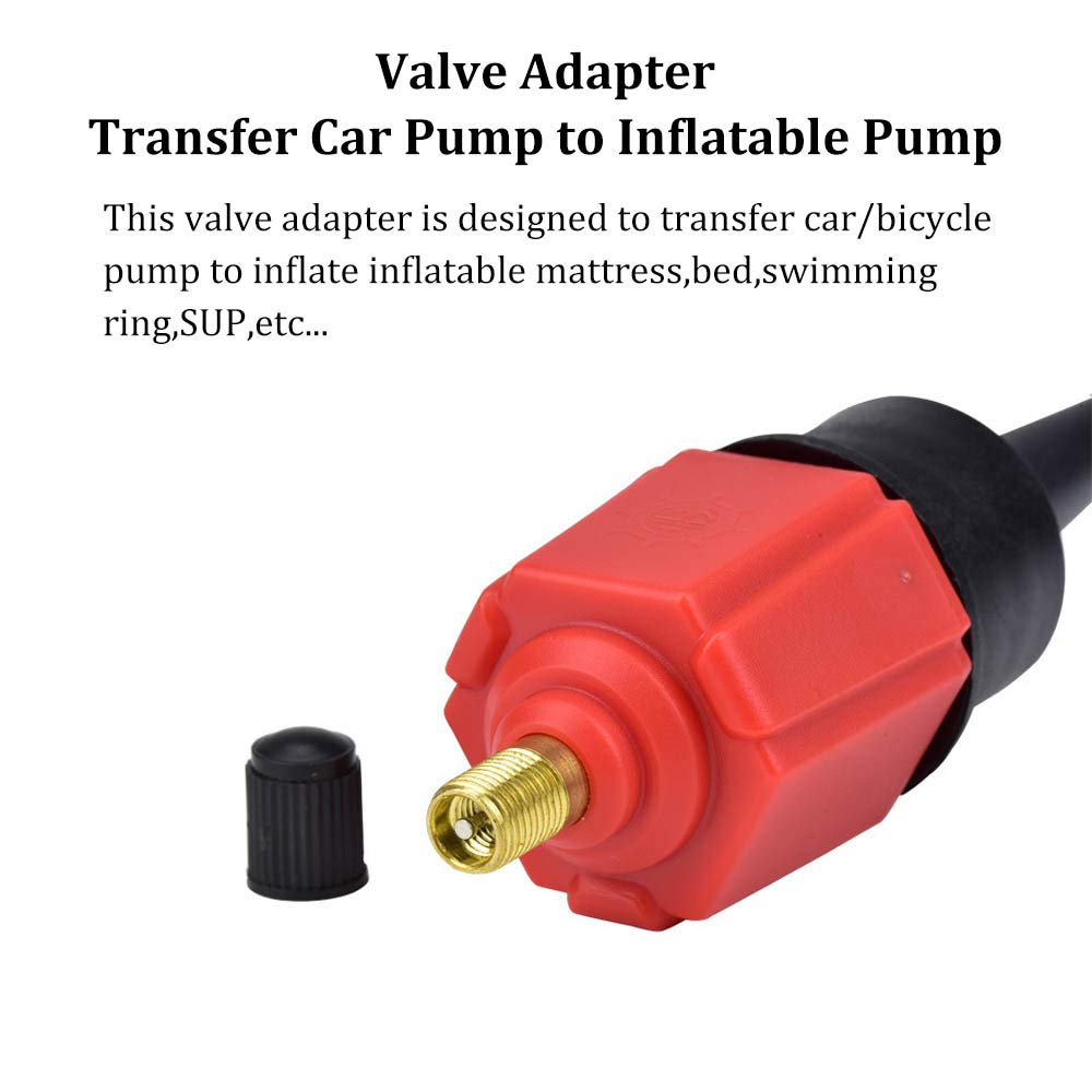 BUENNUS Car Compressor to Inflatable Pump Valve Adapter, Inflatable Valve Adapter with 4 Nozzles for Inflatable Air Mattress,Swimming Ring/Pool,Inflatable Bed/Sofa,Boat,Kayak,SUP and More