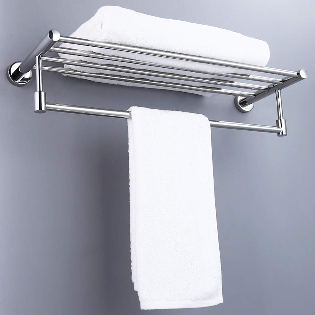 GLJ Floating Shelves Stainless Steel Drain Storage Rack, Bathroom Shower Shelf, Wall-Mounted Kitchen Spice Rack, with Towel Bar