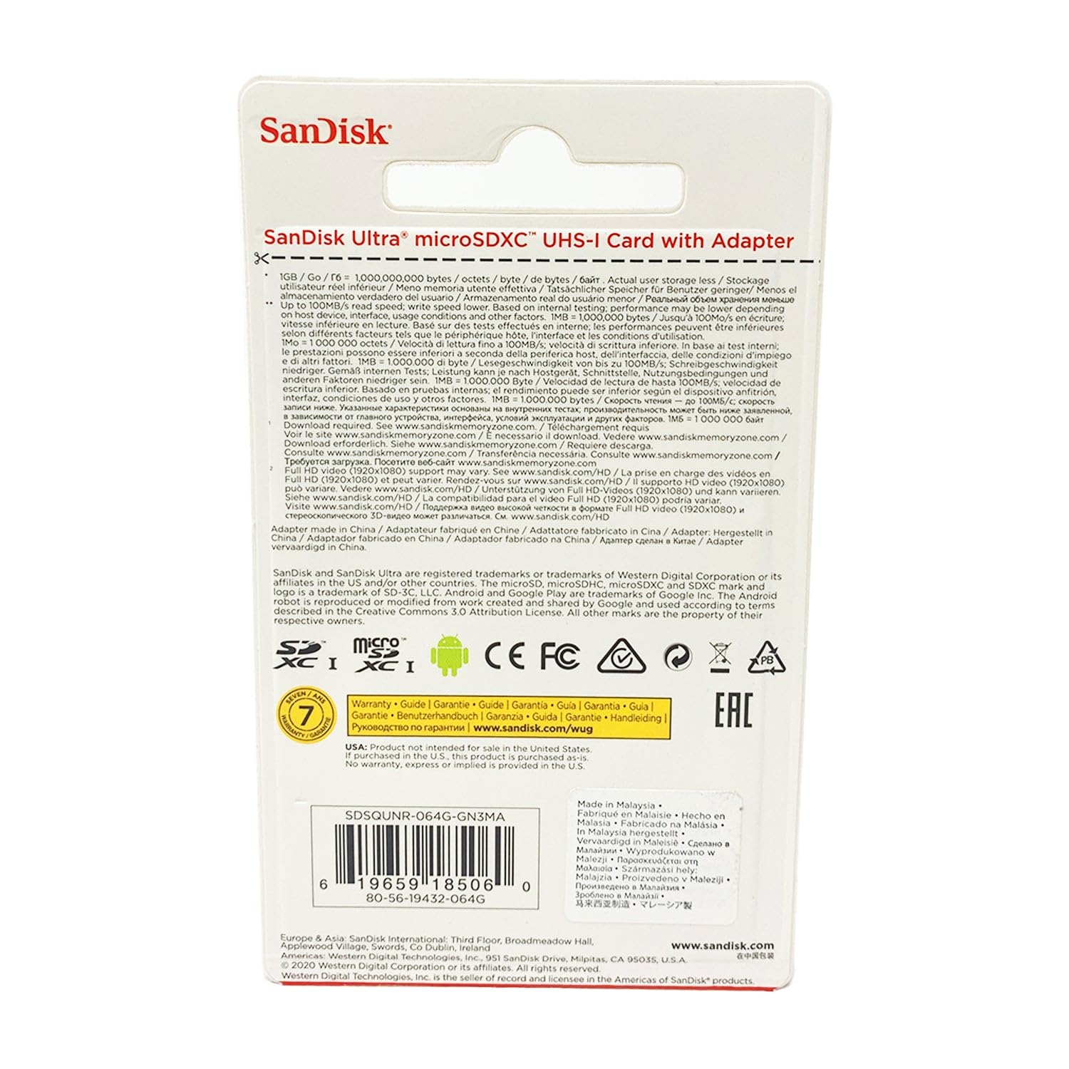 SanDisk Ultra 32GB MicroSDHC Class 10 UHS Memory Card Speed Up To 30MB/s With Adapter - SDSDQUA-032G-U46A [Old Version]
