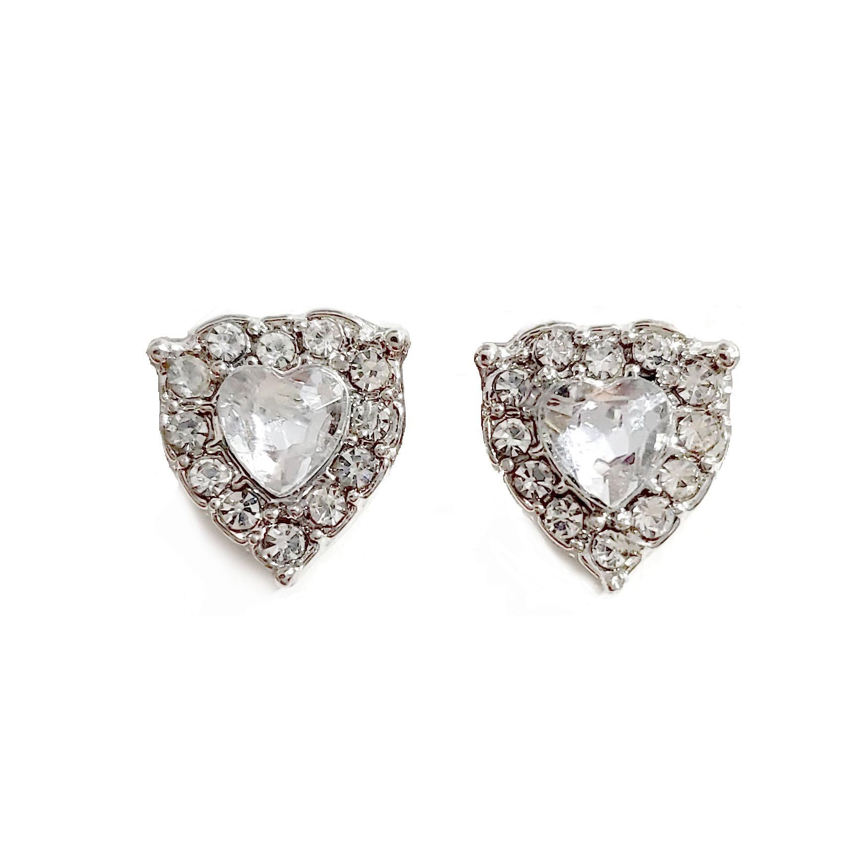 Chakrit Women's Earring Crystal Rhinestone Heart Studs 925 Sterling Silver Jewelry Gift for Women Mom Wife