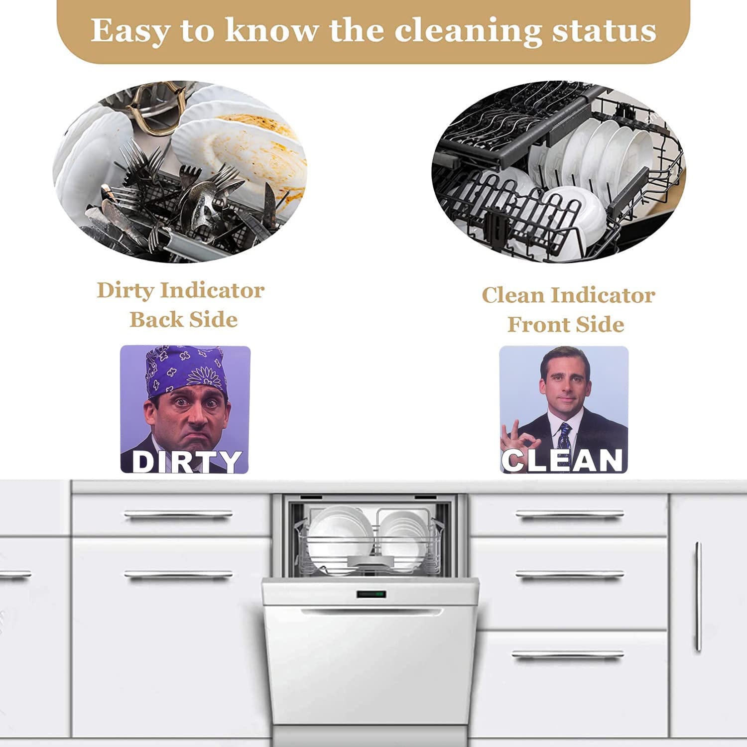 Clean and Dirty Magnet,Dishwasher Magnet Clean Dirty Sign Indicator,Reversible Dish Washer Sign, Double Sided Strong Kitchen Flip Indicator,Apartment Must Haves Kitchen Necessities