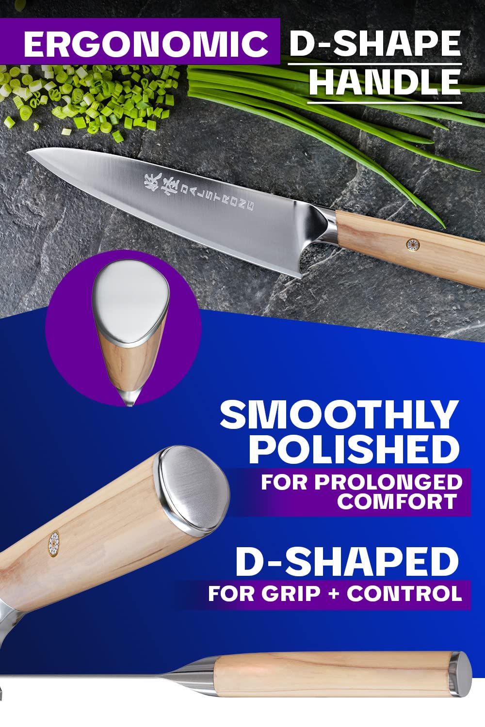 Dalstrong Chef Knife - 8 inch - Phantom Series - Japanese High-Carbon AUS8 Steel Kitchen Knife - Olive Wood Handle - Cooking Knife - Chef's Knife - w/Sheath