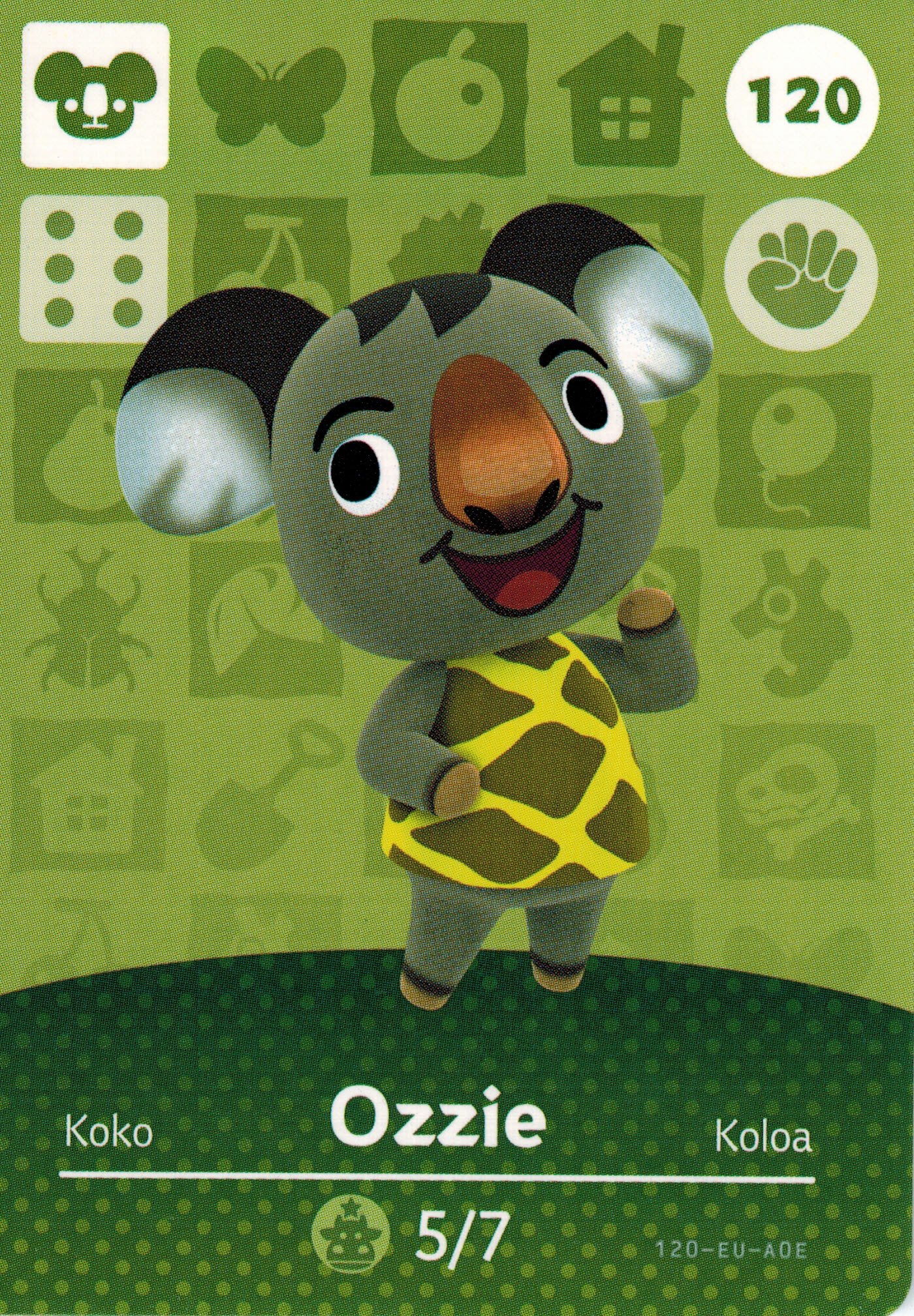 Nintendo Animal Crossing Happy Home Designer Amiibo Card Ozzie 120/200 USA Version