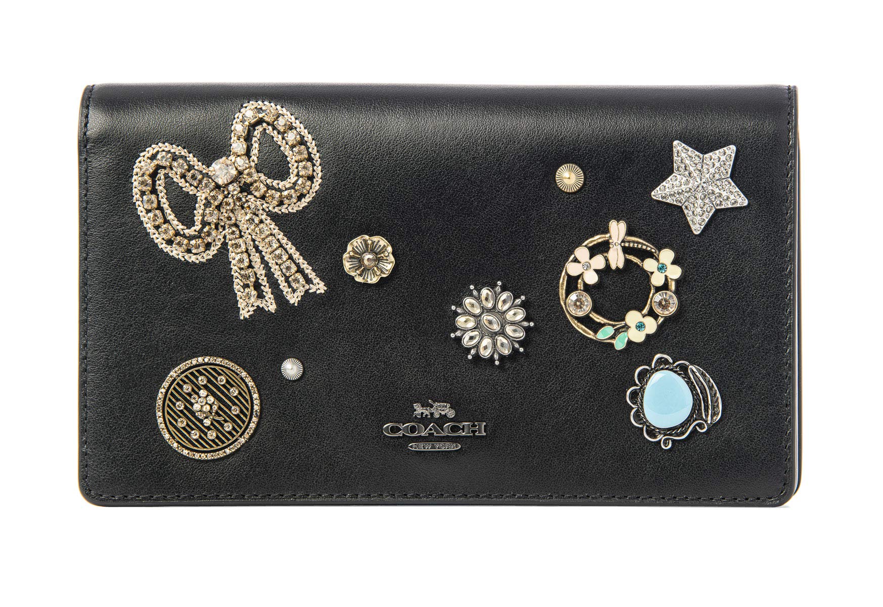 Coach Black Callie Foldover Chain Clutch Vintage Jewelry Handbag Bag New