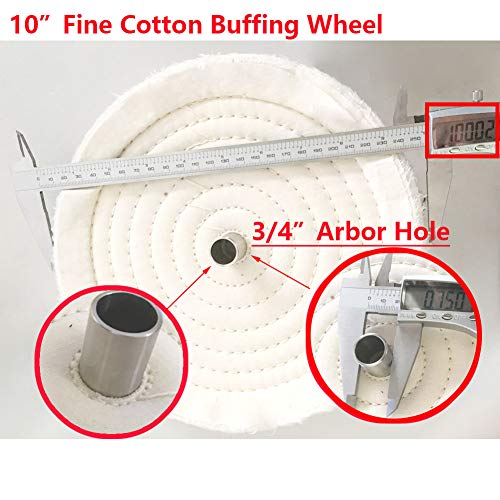 Extra Thick 10 inch Fine Cotton Buffing Polishing Wheel (70 Ply) for Bench Grinder with 3/4'' Arbor Hole,1 Pack