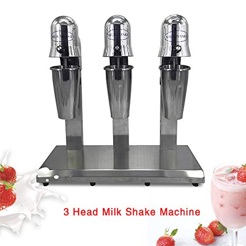 SNKOURIN Commercial Milkshake Maker,3 Heads Stainless Steel Beverage Blender Ice Cream Maker with 800ml Blender Cup for Restaurant Cafe Bar