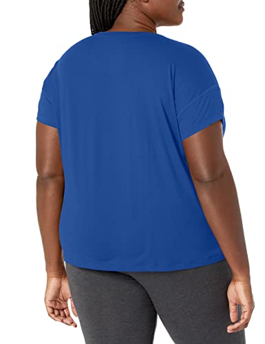 Champion T-Shirt, Soft Touch, Moisture Wicking, Essential Tee for Women Size, Deep Dazzling Blue C Logo, 3X Plus