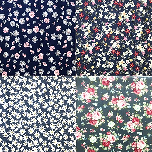 Mililanyo 8pcs 18x22inch Cotton Fabric Fat Quarters Daisy Design Fabric Bundles Floral Precut Patchwork for Quilting Sewing Crafting