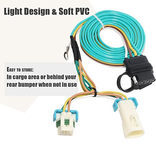 MECMO 4 Way Flat Trailer Wiring Harness for 1998-2004 Chevy S-10/GMC Sonoma & 1998-2000 Isuzu Hombre, Plug-in Simple Custom-Fit T-Connector 4 Pin Trailer Hitch Wiring
