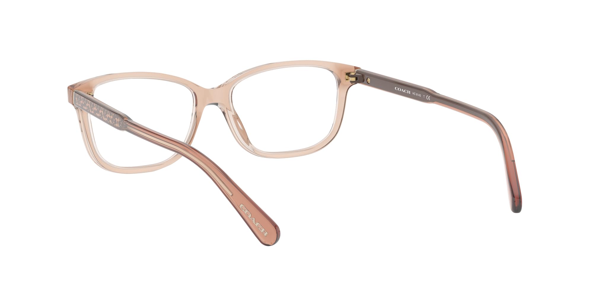 Coach HC6143 Prescription Eyewear Frames, Transparent Peach/Demo Lens, 52 mm