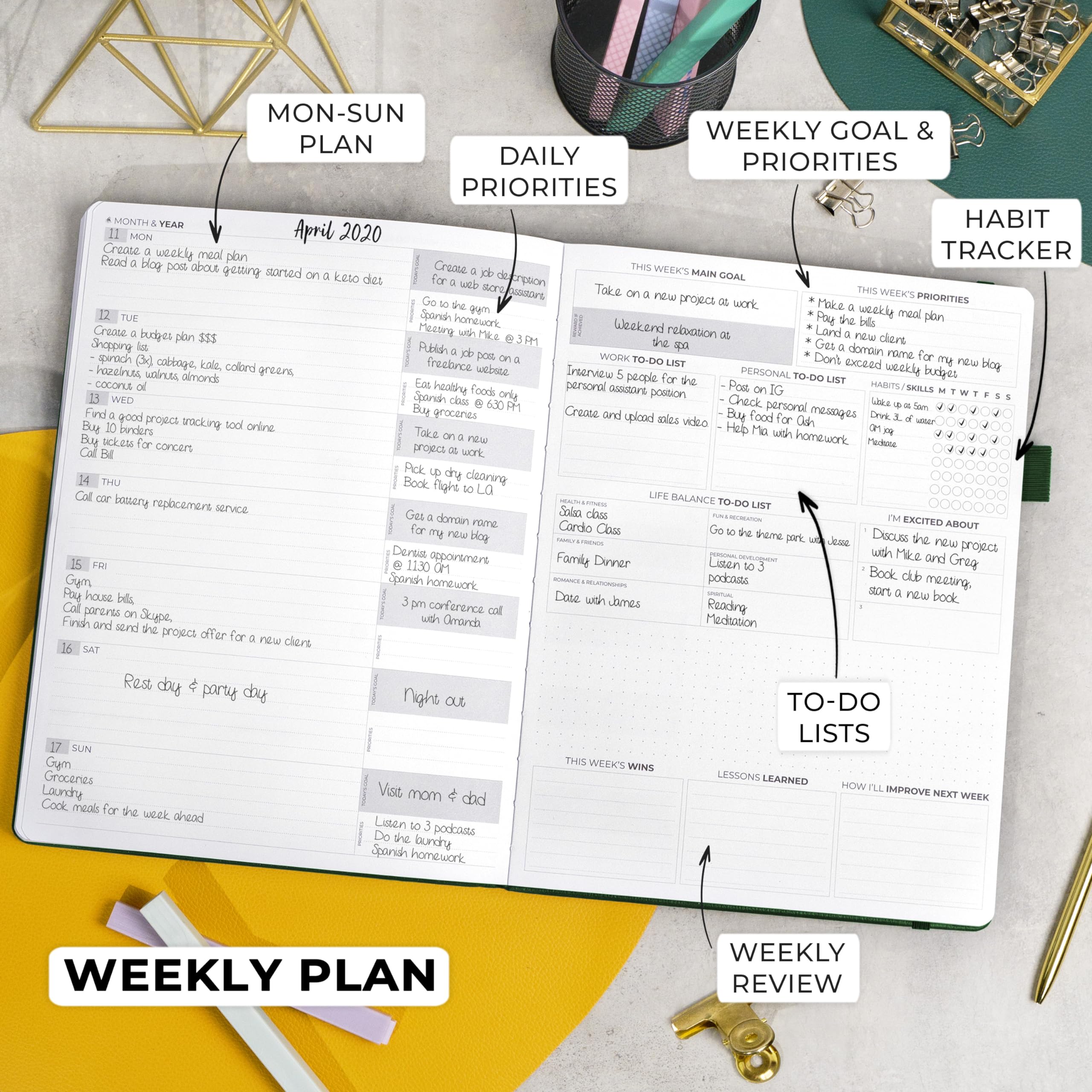 Clever Fox Planner Pro Premium Edition– Luxurious Weekly & Monthly Planner + Budget Planner Organizer for Productivity & Reaching Goals, Undated, A4 Hardcover + Keepsake Box, Lasts 1 Year, ForestGreen