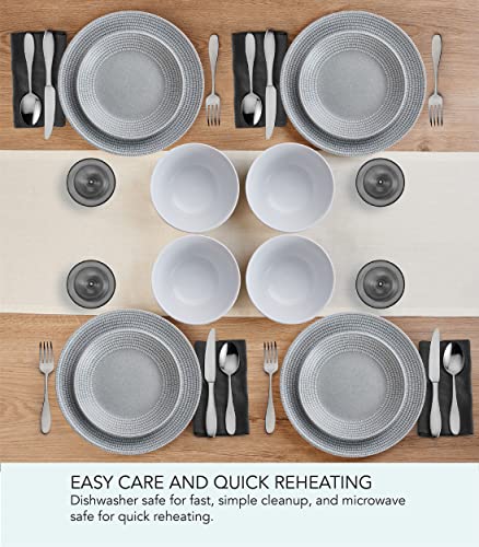 Pfaltzgraff Felicity 12 Piece Dinnerware Set, Service for 4,Gray