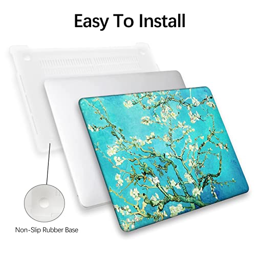Berkin Arts Compatible with MacBook Air 13.6 inch Cover, 2022 Release A2681 M2 with Liquid Retina Display & Touch ID with Keyboard Cover & Screen Protector Cloisonnism (Almond Blossom by Van Gogh)