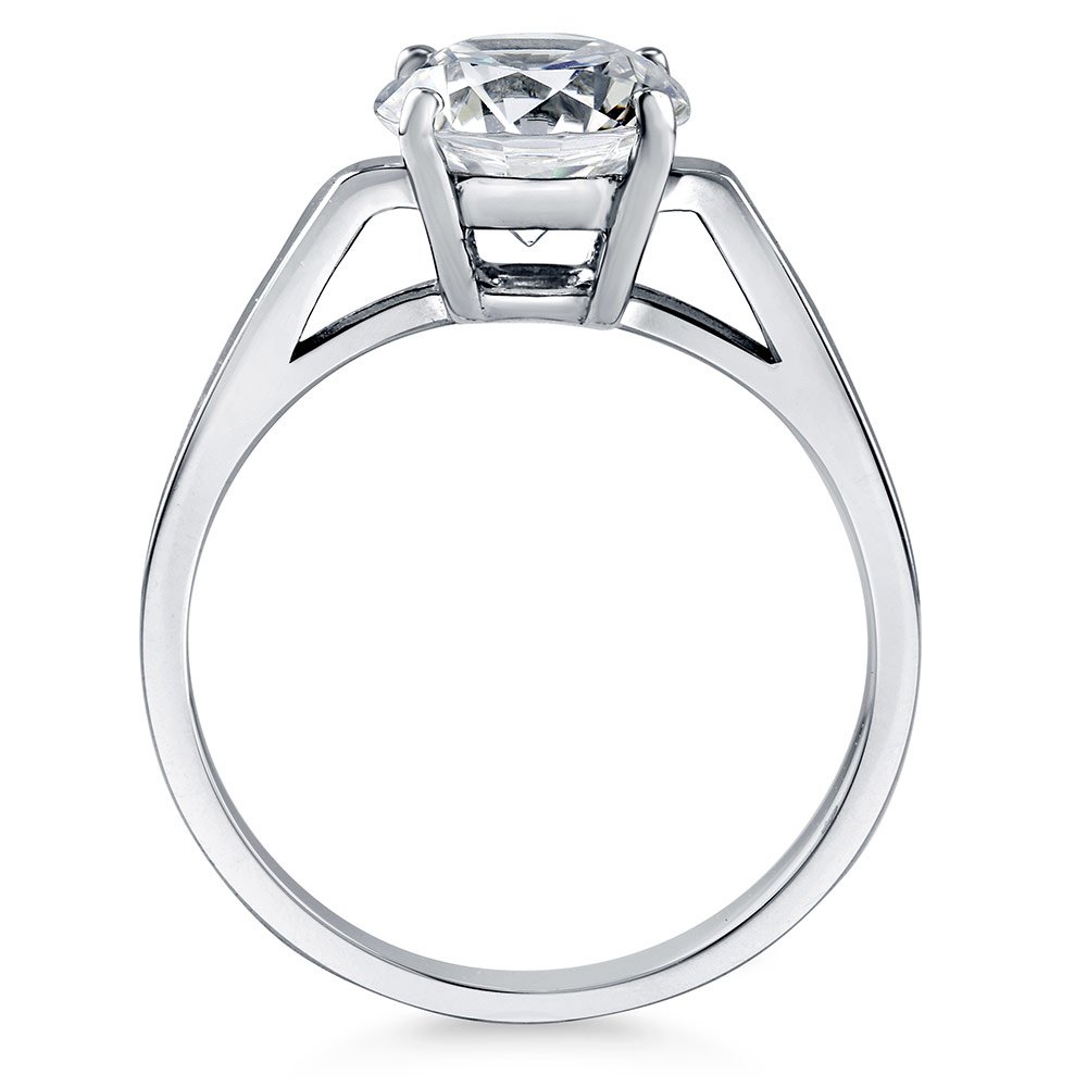BERRICLE Sterling Silver Solitaire Wedding Engagement Rings 2 Carat Round Cubic Zirconia CZ Ring for Women, Rhodium Plated Size 8
