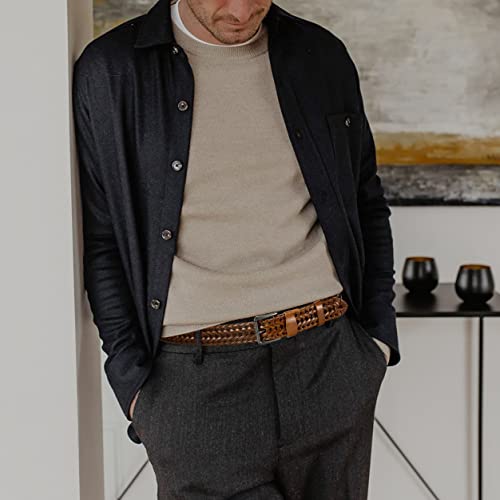 CHAOREN Reversible Belt for Men - Mens Belt Leather 1 3/8" Cognac for Formal Pants - Adjustable Belt Trim to Fit