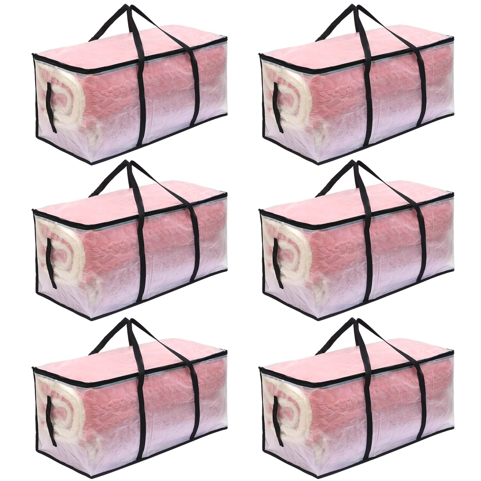 Fixwal Heavy Duty Moving Bags 8 Pack Storage Bags 93L Clear Moving Supplies for Space Saving Moving Storage Backpack Straps Strong Handles & Zippers, Foldable