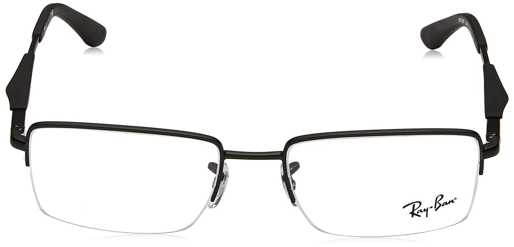 Ray-Ban RX6285 Rectangular Prescription Eyeglass Frames, Matte Black/Demo Lens, 53 mm