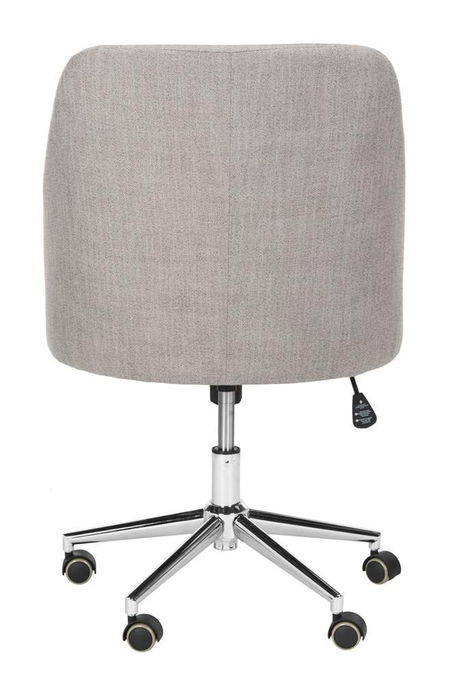 Safavieh Home Adrienne Grey Linen and Chrome Leg Tufted Swivel Office Chair
