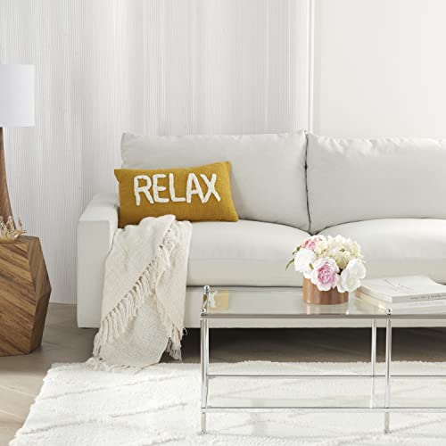 Mina Victory Life Styles Throw Pillow, 12"X21", Mustard