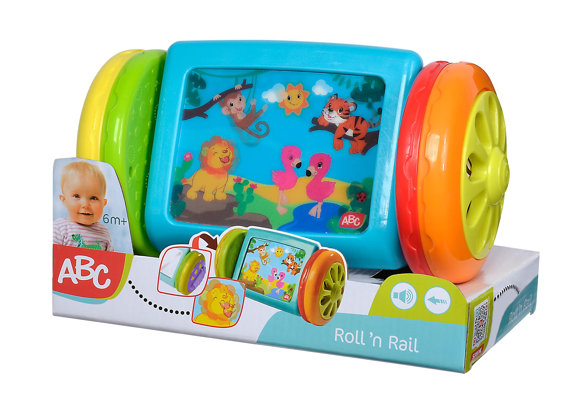 Simba 104010018 ABC Rolling Mirror/with Large Wobble Image in Both Wheels / 12 cm / 6 Months +, Multicoloured