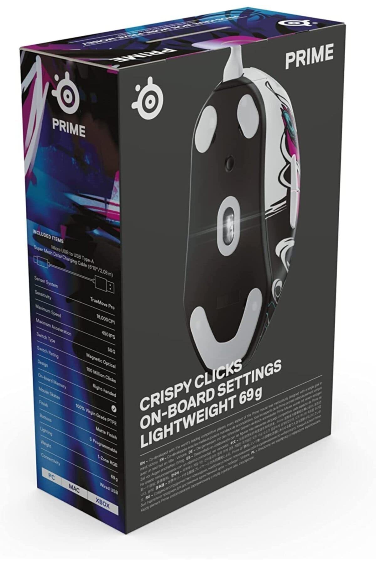 SteelSeries Prime Neo Noir - FPS Gaming Mouse – 18,000 CPI TrueMove Pro Optical Sensor – 5 Programmable Buttons – Magnetic Optical Switches – Brilliant Prism RGB Lighting
