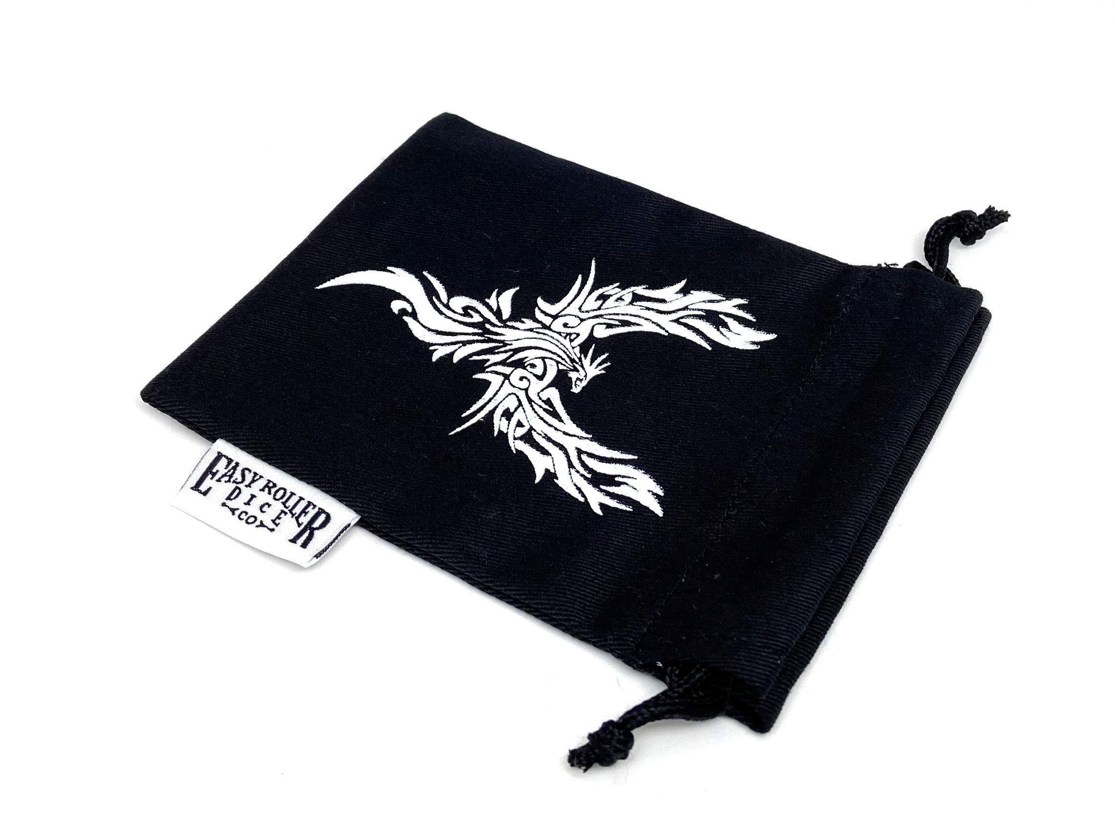 Small Twill Dice Bag - Holds Up To 40 Polyhedral Dice and Closes Tightly with Drawstring (Phoenix)