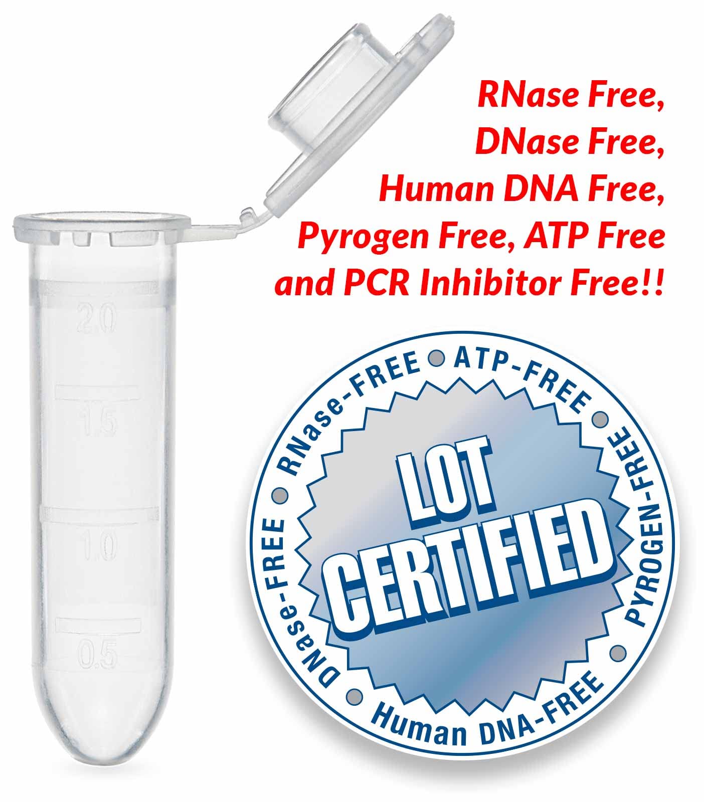 Globe Scientific 111572 Polypropylene Graduated Microcentrifuge Tube with Snap Cap, 2ml Capacity, Natural, RNase Free, DNase Free (Pack of 500)