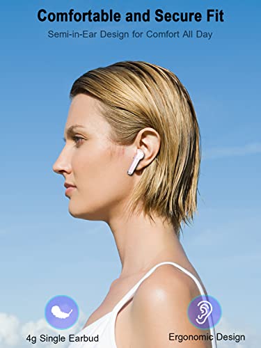 GCBIG Wireless Earbud, Bluetooth 5.3 Headphones with 4 ENC Mics, Wireless Headphones in Ear with 25H Playtime Noise Cancelling, IP7 Waterproof Bluetooth Earphones HiFi for Android iOS, USB C, Pink