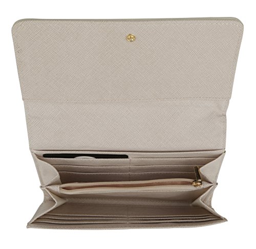 MKF Collection Crossbody Wallet Handbag for Women, Lady Multi Pockets Wristlet Bag – PU Leather Clutch Purse Black