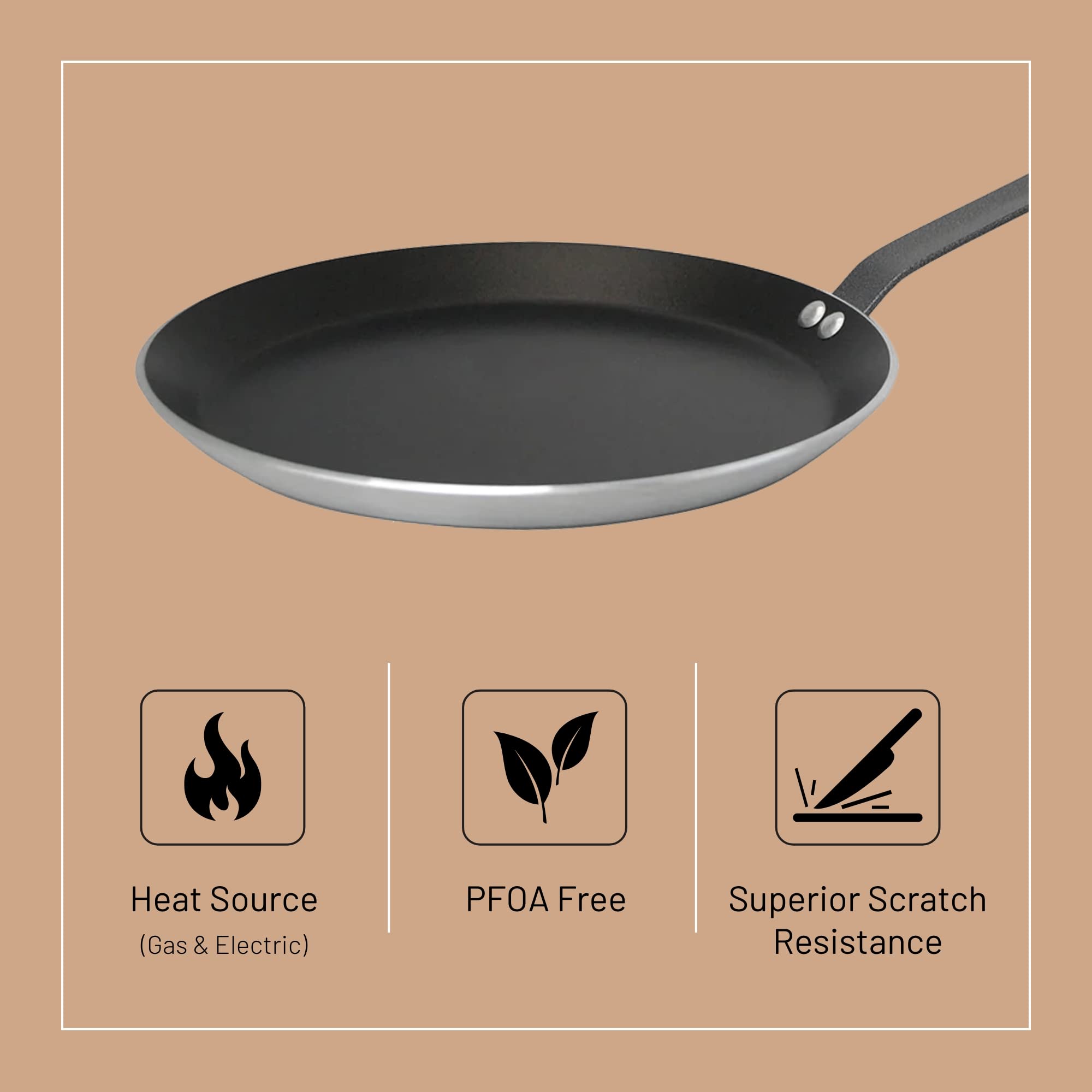De Buyer CHOC INTENSE Nonstick Crepe & Tortilla Pan - 12” - Ideal for Making & Reheating Crepes, Tortillas & Pancakes - 5-Layer PTFE Coating - Made in France