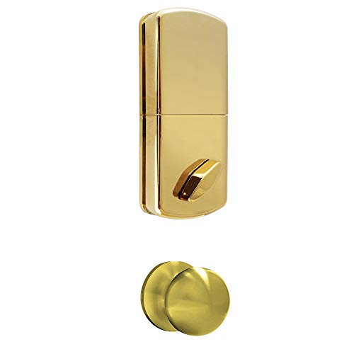 MiLocks TFK-02P Digital Deadbolt Door Lock and Passage Knob Combo with Keyless Entry via Keypad Code for Exterior Doors, Polished Brass