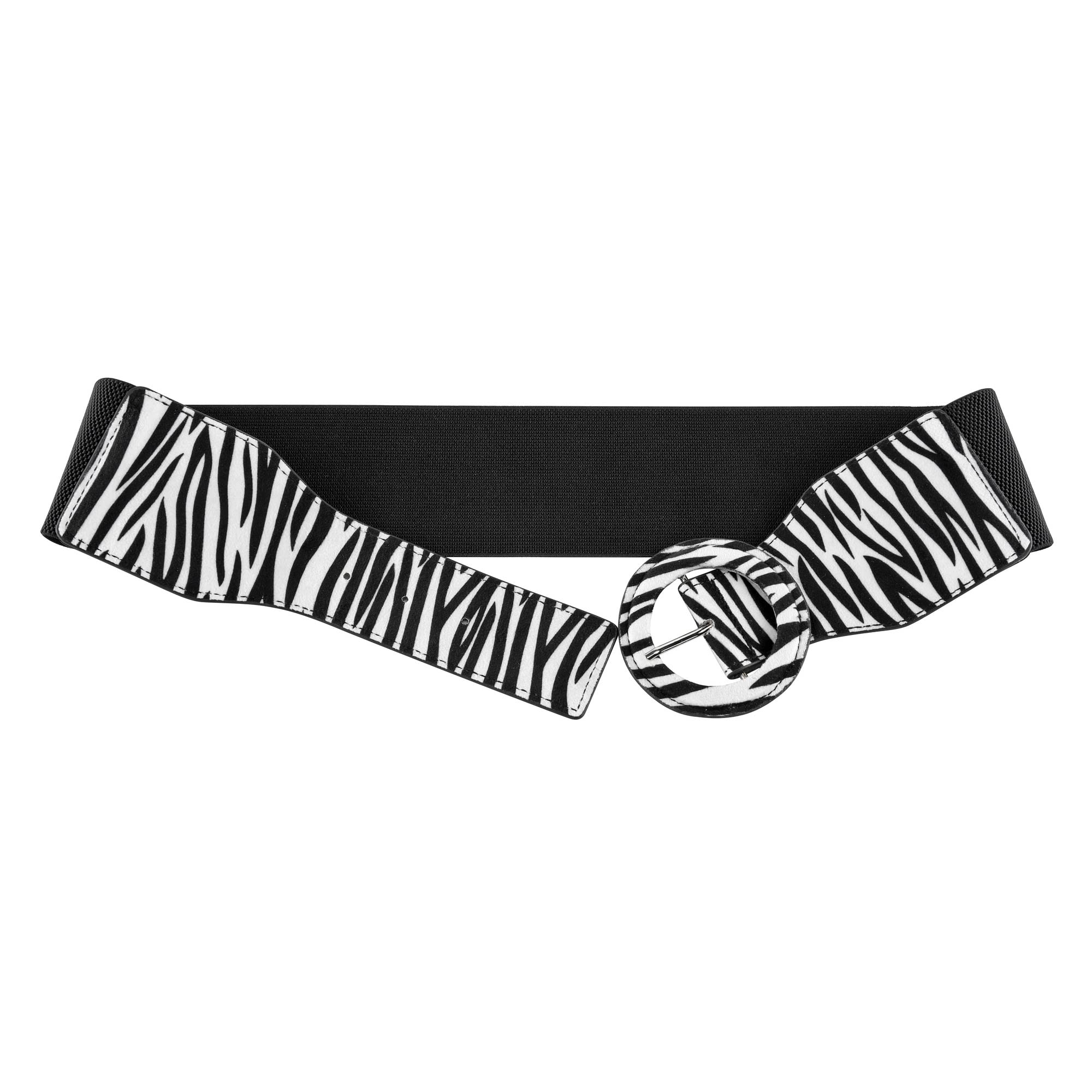 CHIC DIARY Elastic Waist Belt for Women Zebra Print Wide Cinch Belt Stretchy Waistband